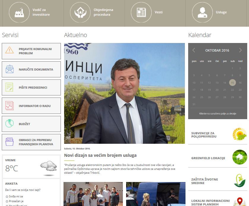 Novi dizajn sajta opštine Pećinci - Sremske Novine